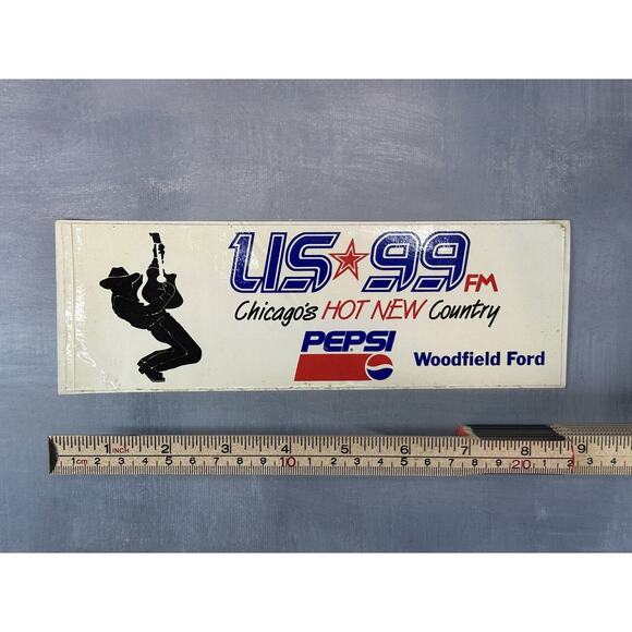 Design | Vintage Us99 Fm Radio Station Chicago Illinois Country Bumper ...